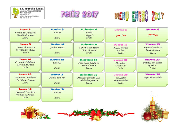 Menus Mensuales :: Pequenoarbol